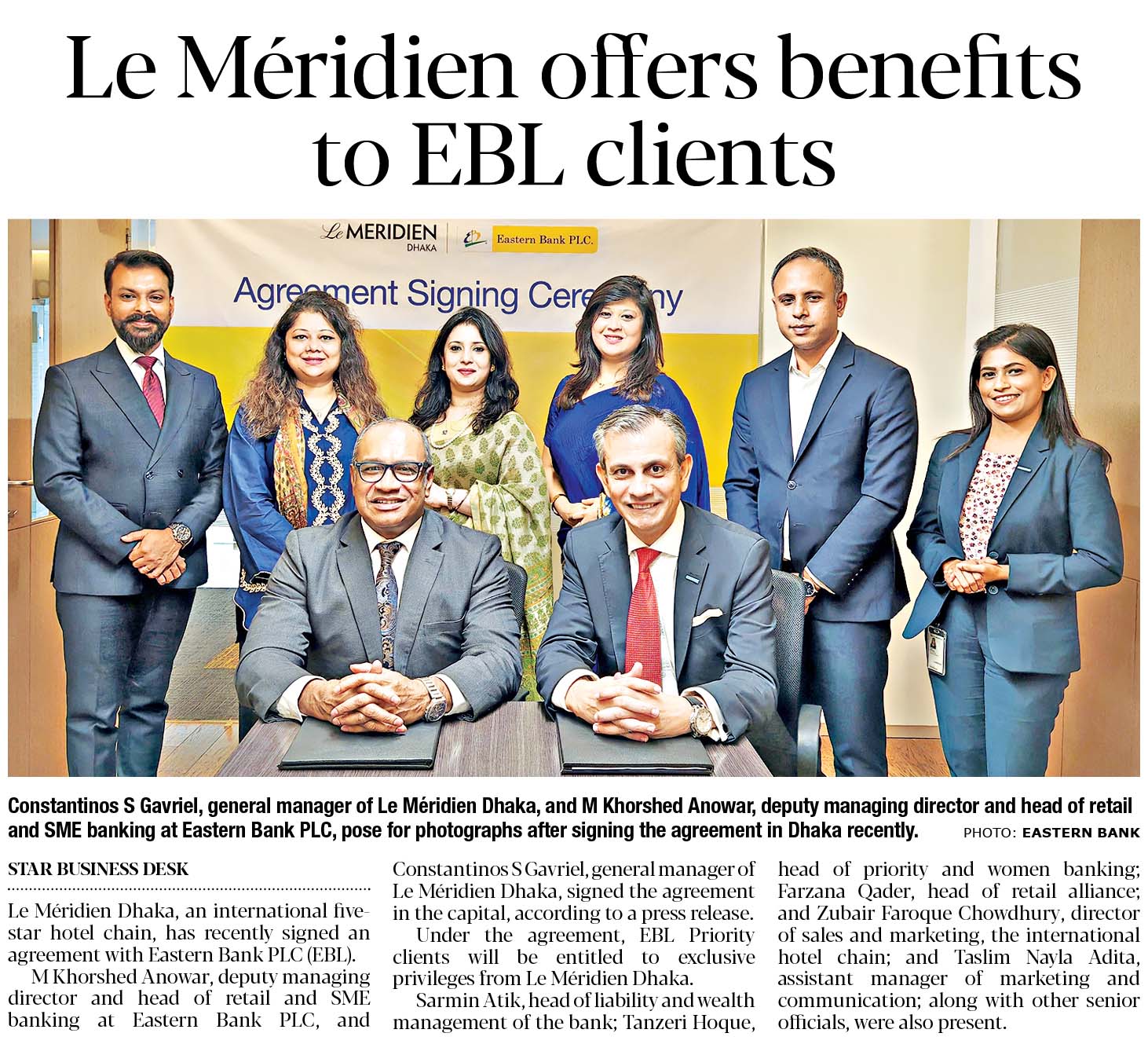 News Shell| Le Méridien offers benefits to EBL clients