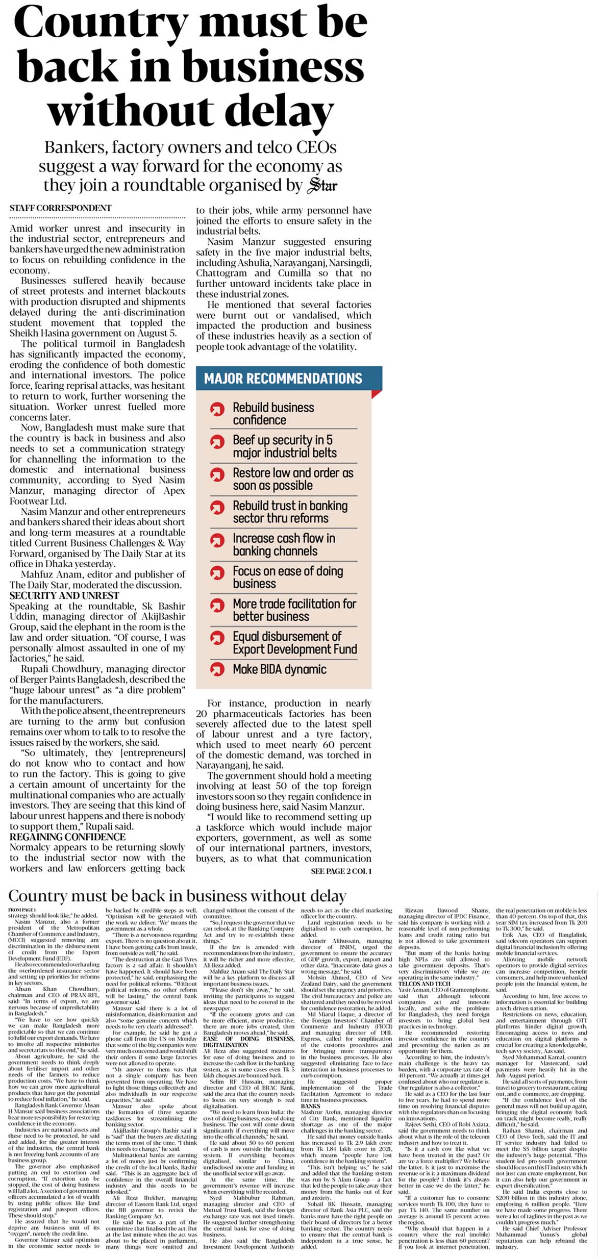 News Shell| Country must be back in business without delay