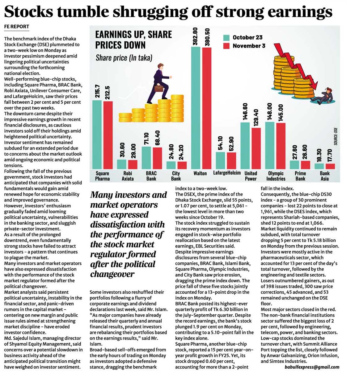 News Shell| Stocks tumble shrugging off strong earnings